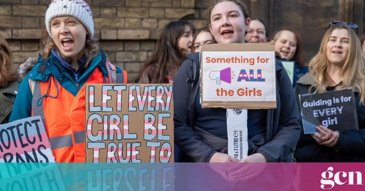 Demonstration held outside Girl Guides headquarters to protest trans ...